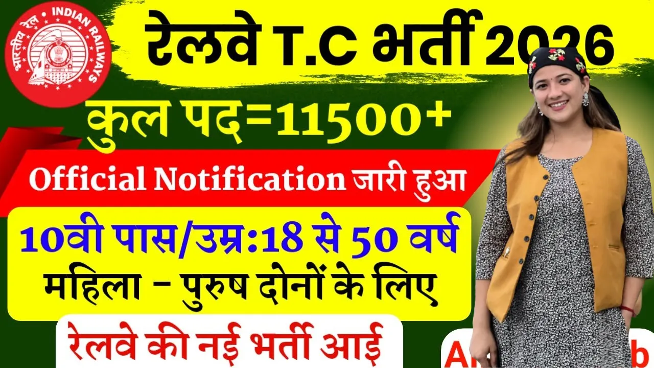 RRB TTE Bharti 2026 for 12th Pass & Graduate